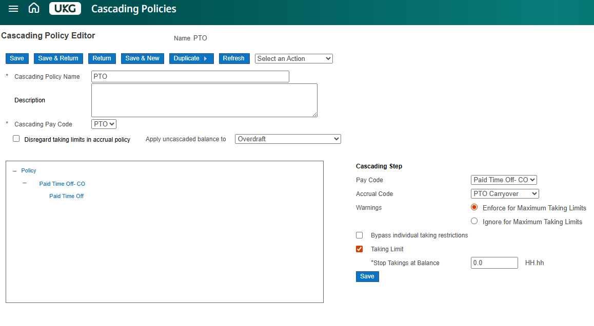 How to Create a Cascading Policy in UKG Pro Workforce Management?